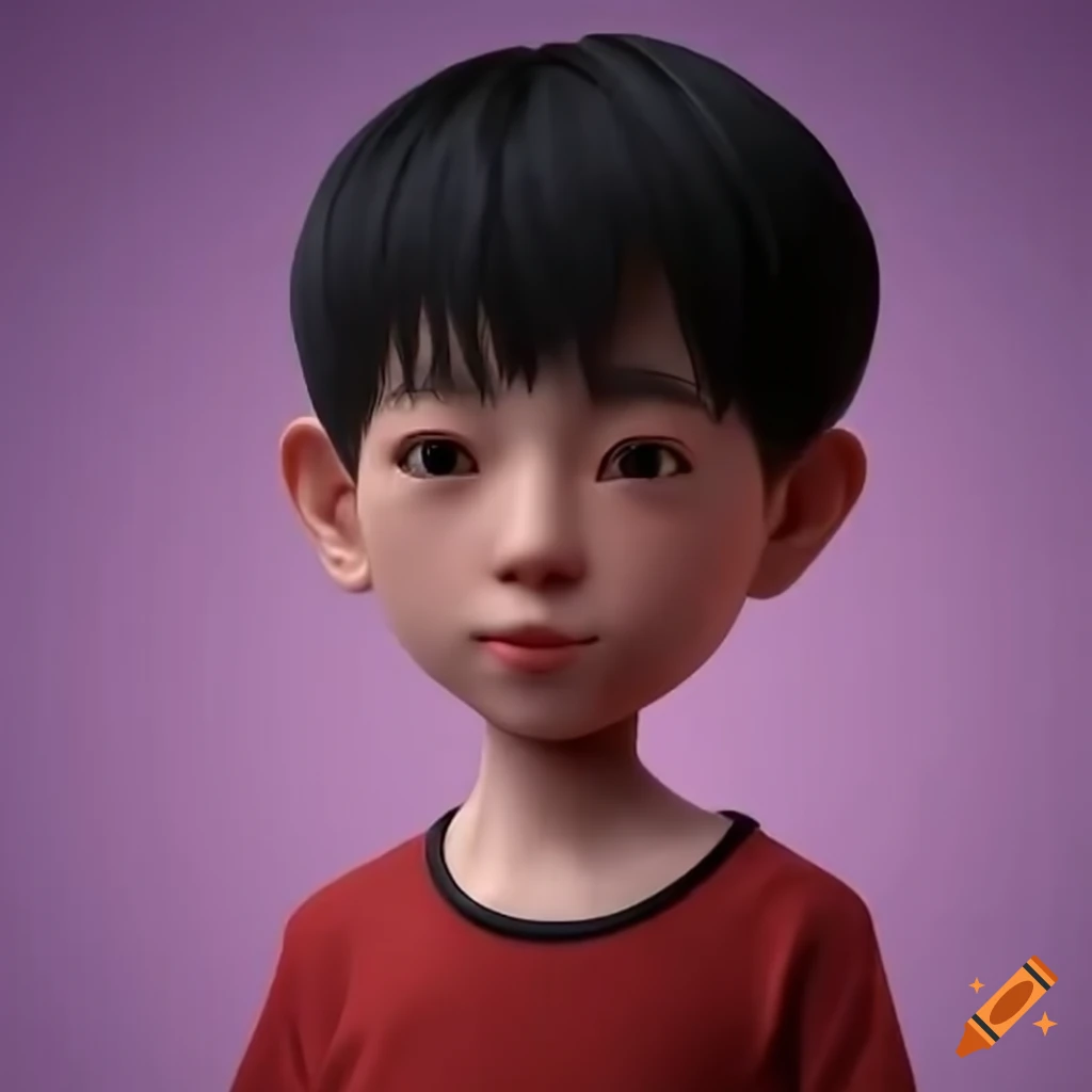 Korean boy around age 11 in cgi character style