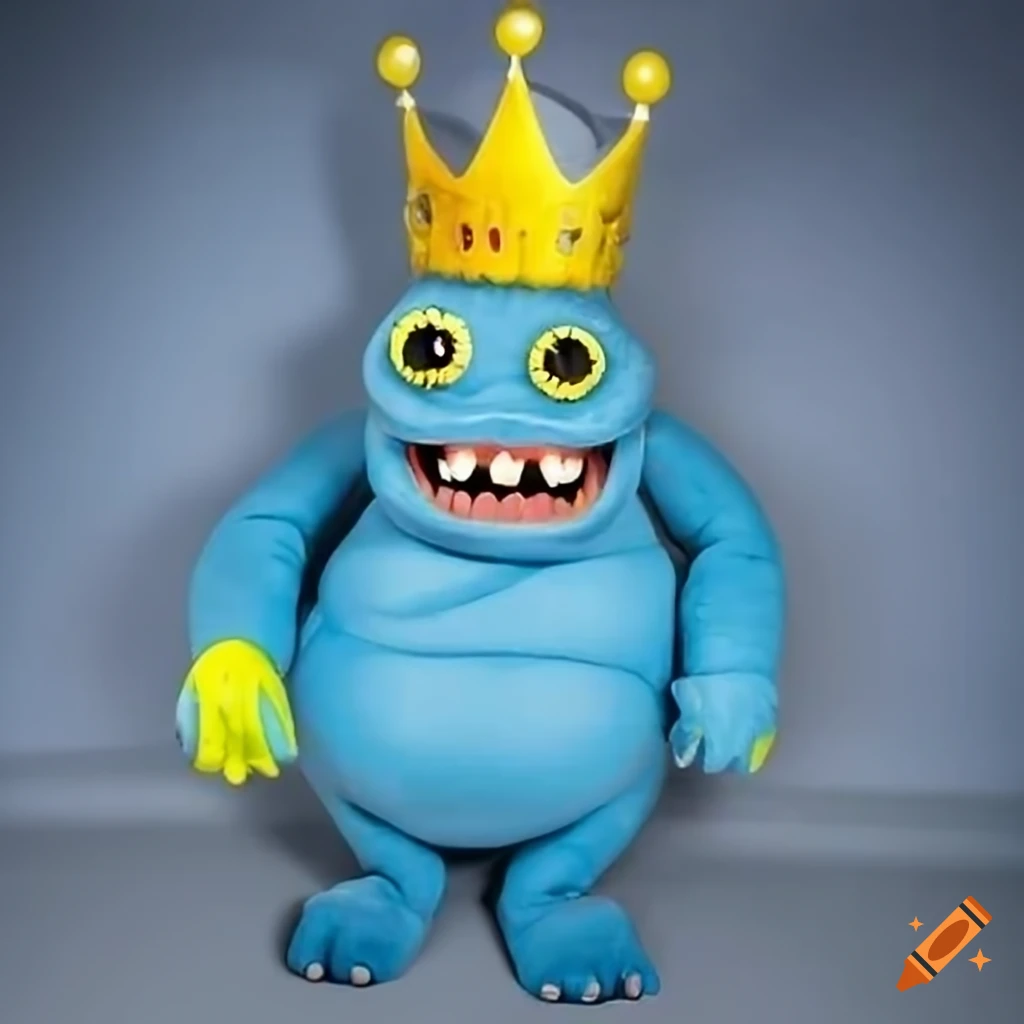 Big tall blue fat monster with big long arms and short legs and a round ...
