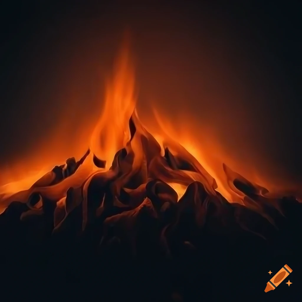 Gigantic firenado on dark background detailed realistic high definition