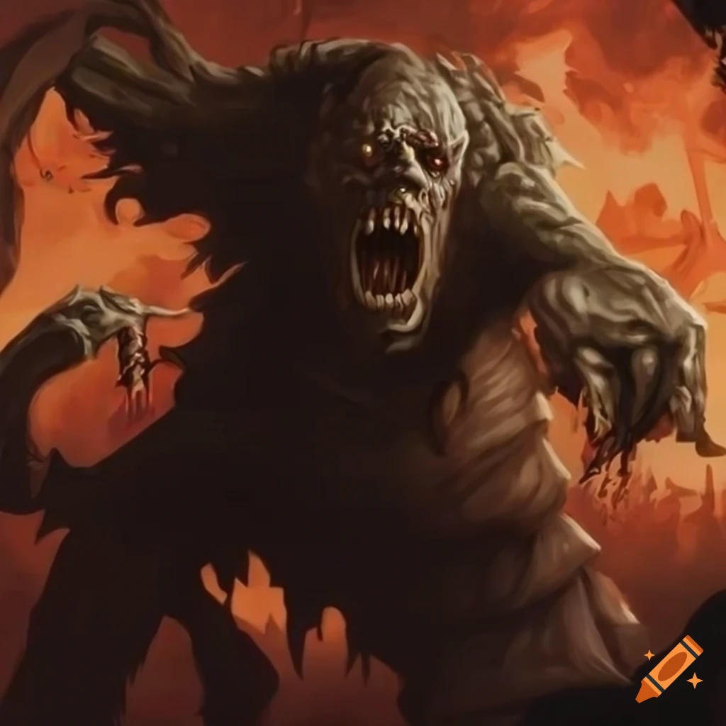 Mtg card art innistrad broad-shouldered zombie monster on Craiyon