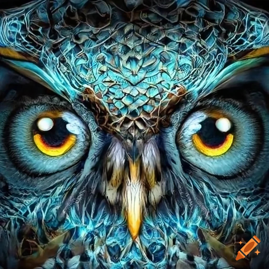 Moloch expressing the sacred geometry of an owl on Craiyon