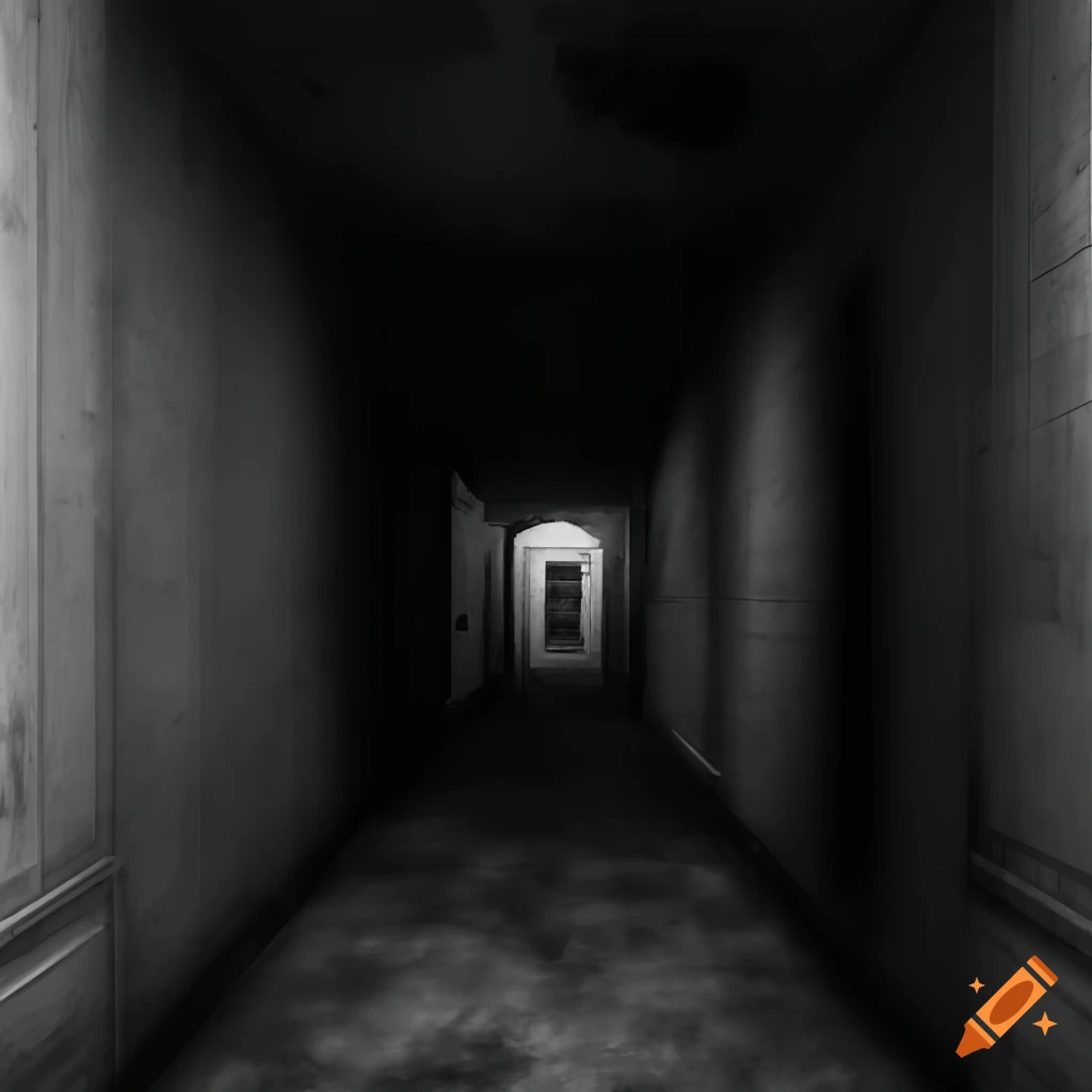 Dark corridor, photorealistic, darkness