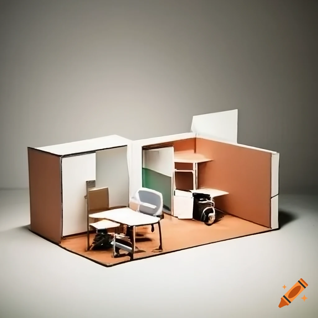 Photo of a office made of papercraft on Craiyon