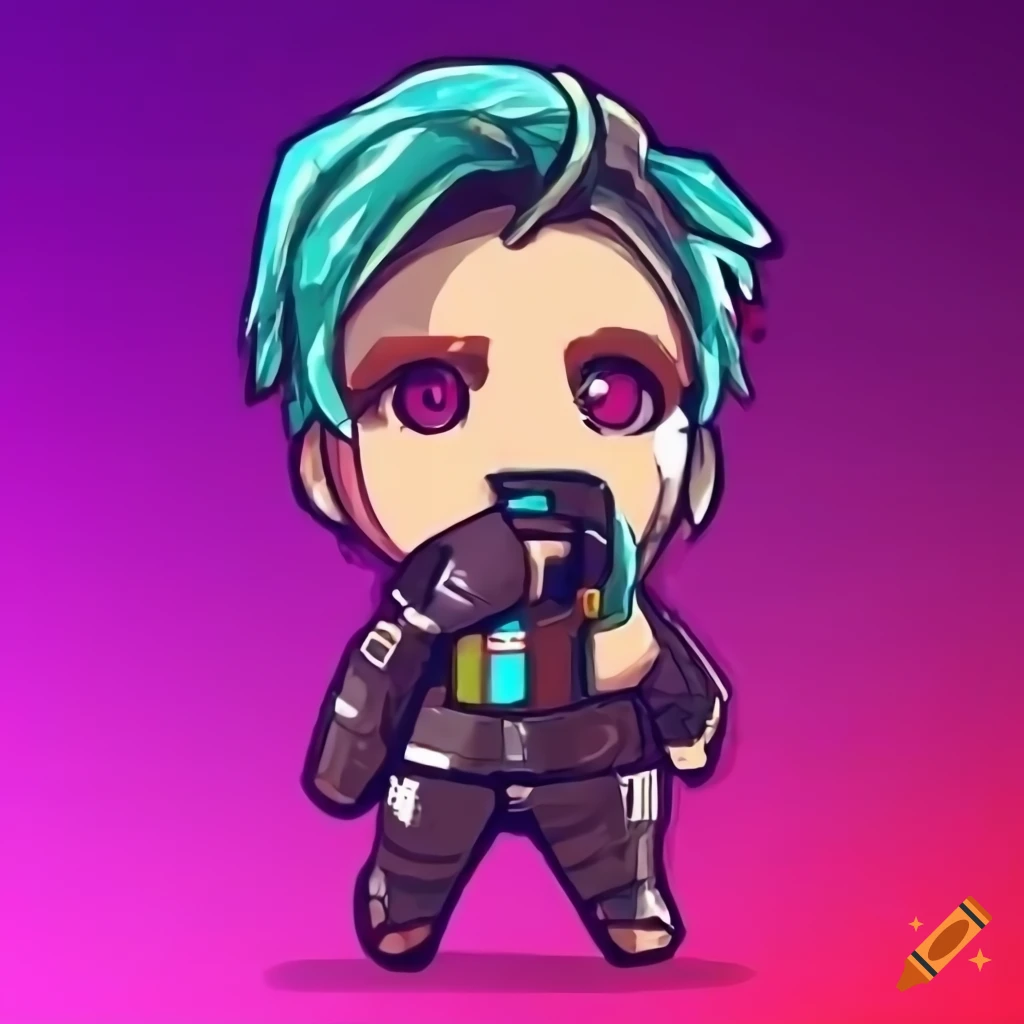 Chibi cyberpunk character mobile game icon on Craiyon