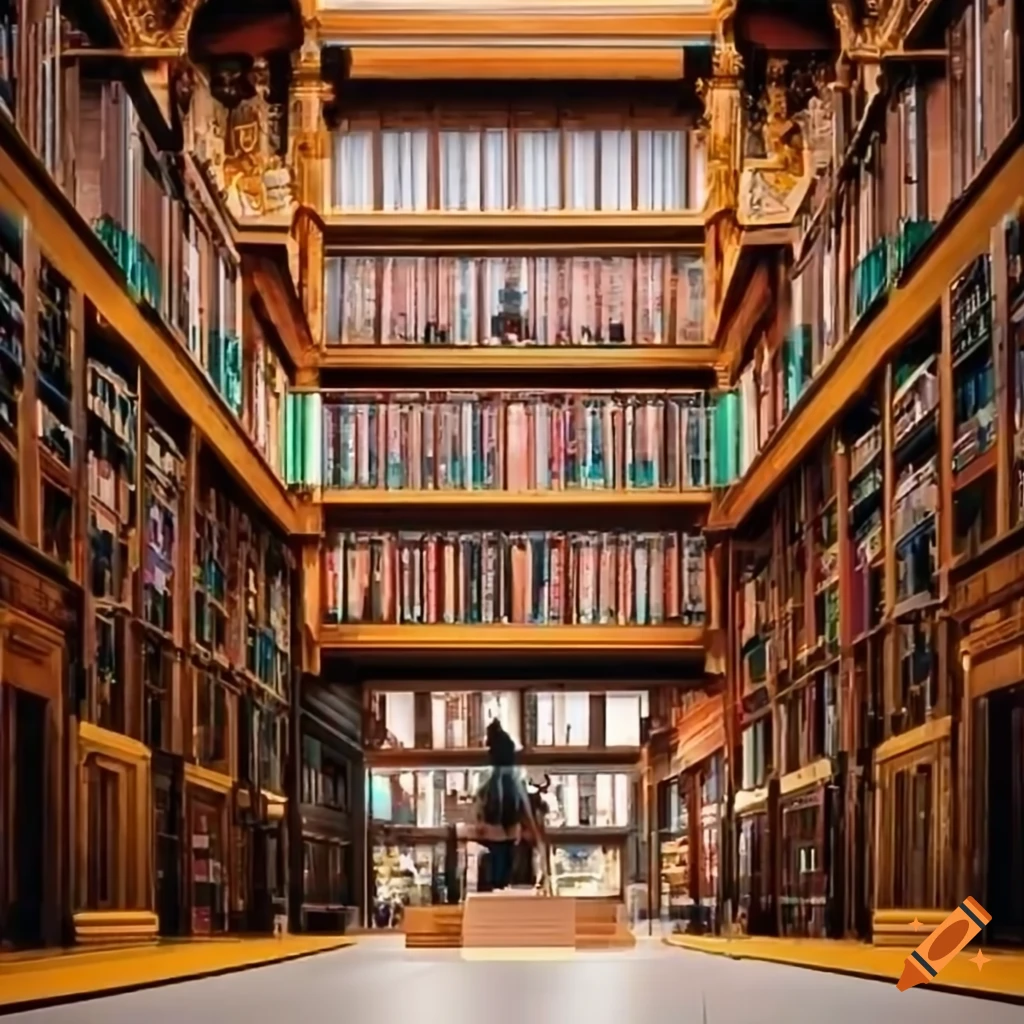 A vibrant poster announcing the grand opening of a new office library