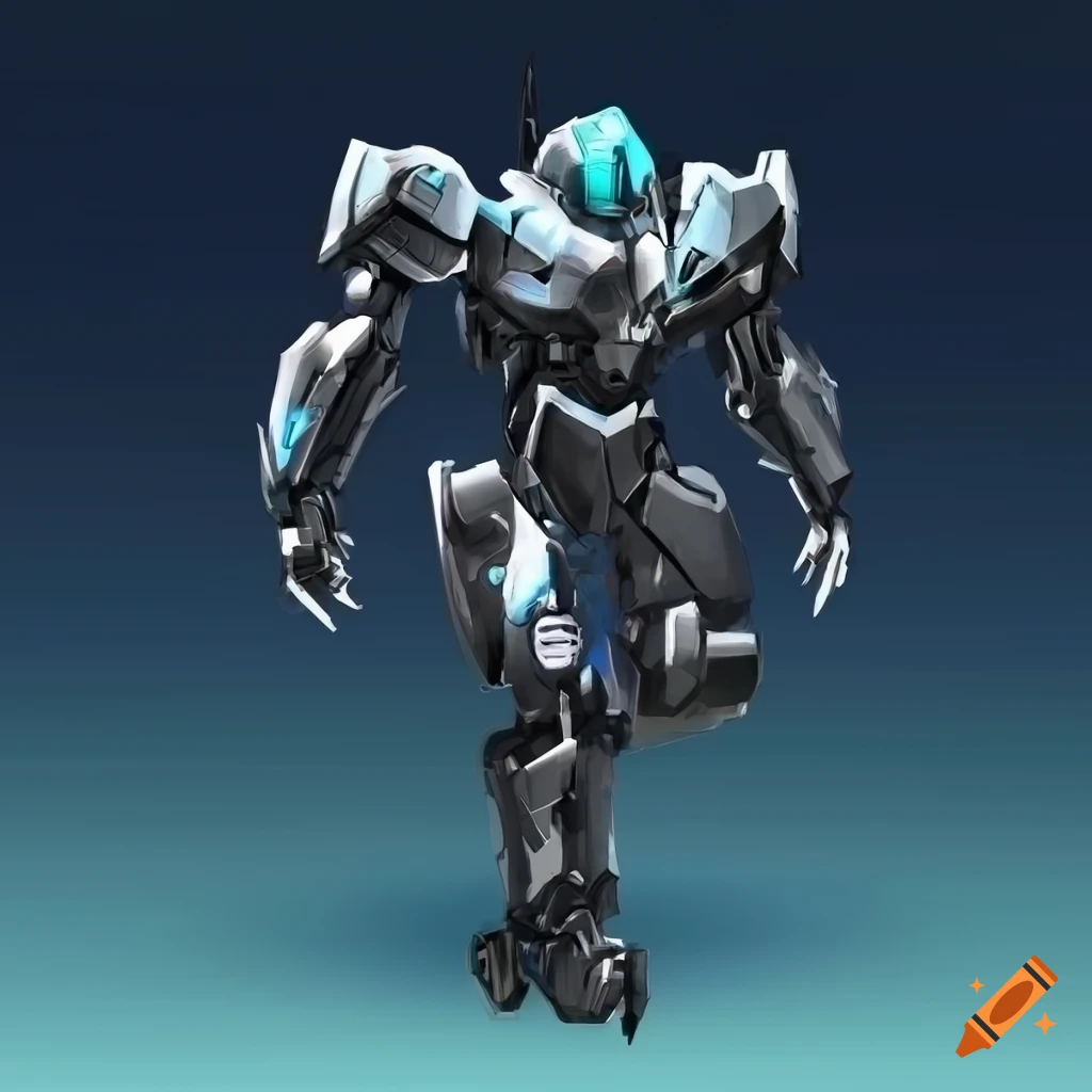 Mecha character, white background