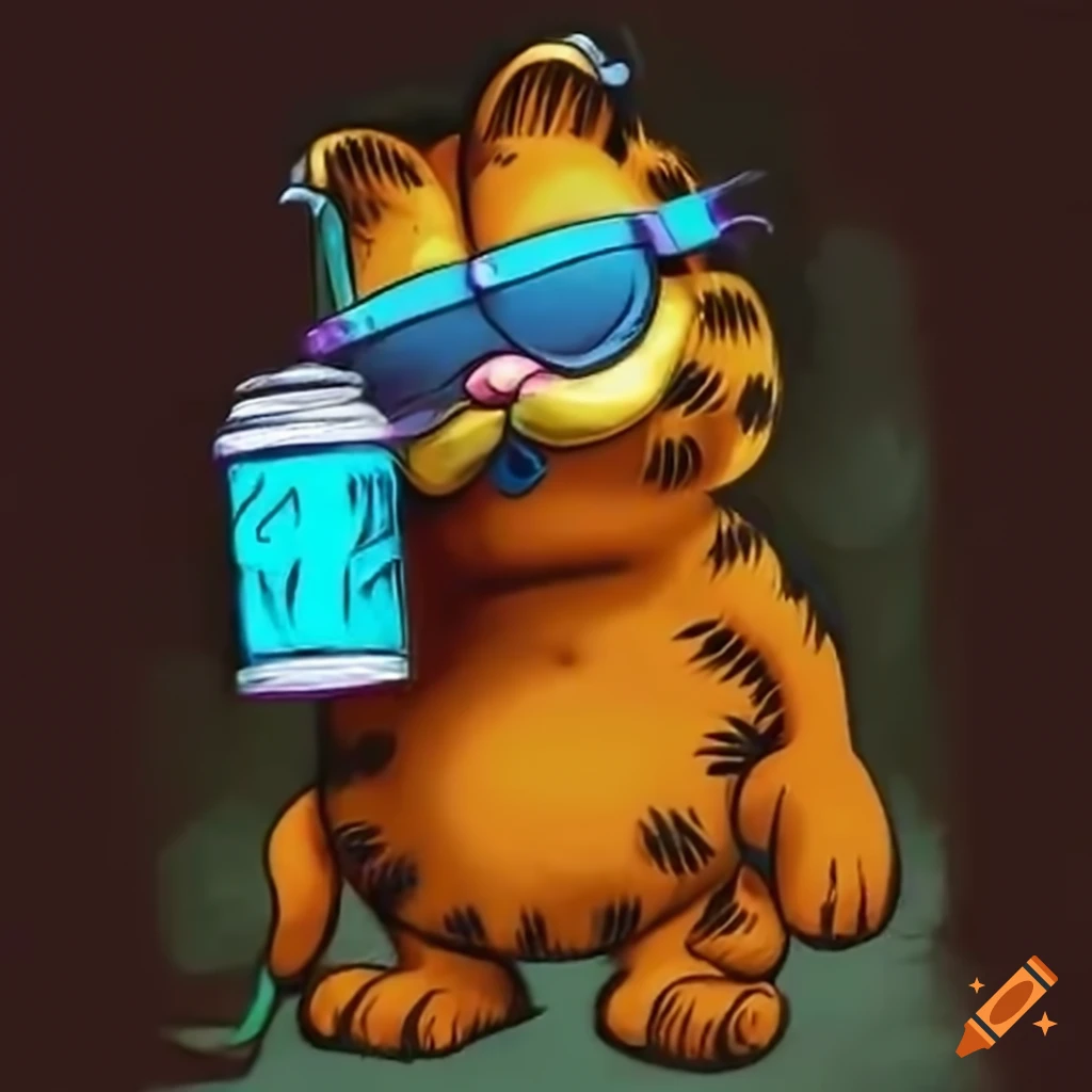 Blue collar garfield wearing pit viper shades holding an energy drink ...