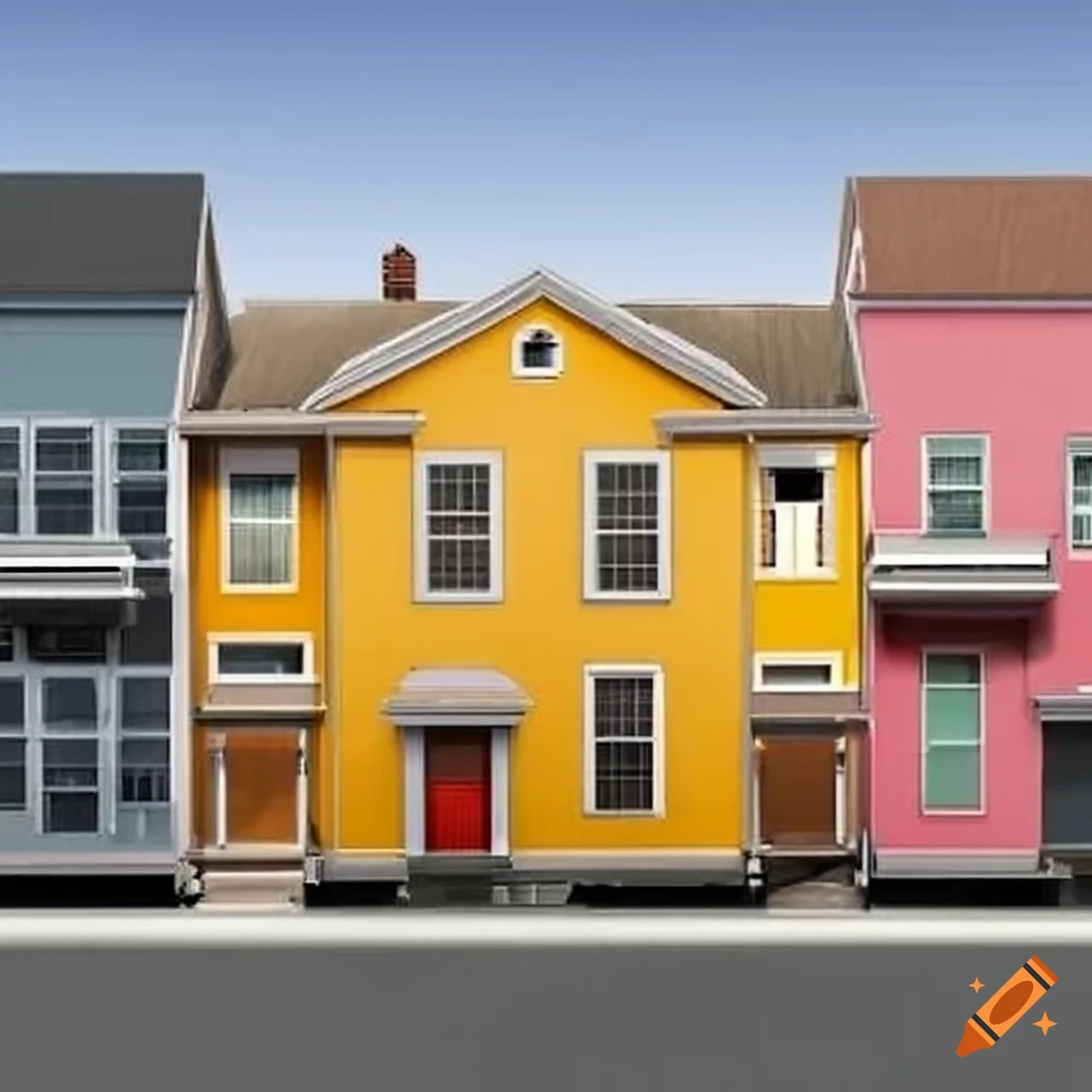 Row-home color full-size hyper-realistic