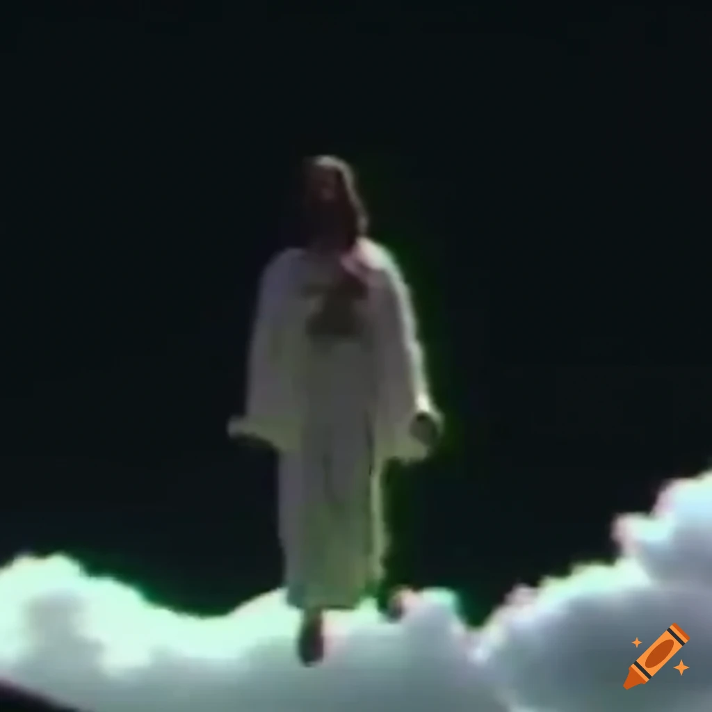 Jesus floating in the sky, low quality footage, analogue horror, vhs on ...