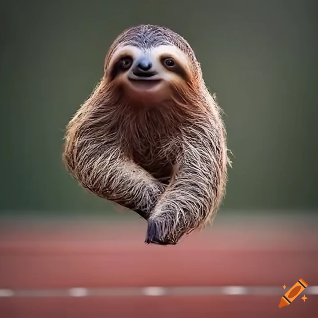 Sprinting sloth on a running track. The movement should look like a ...