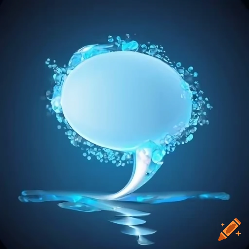 A futuristic speech bubble with a water-inspired design on Craiyon