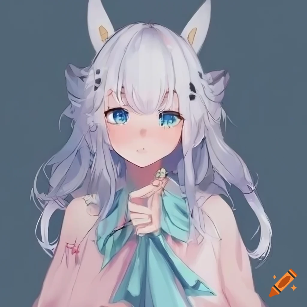 Moth anime girl vtuber standing full growth dress pastel colors ...