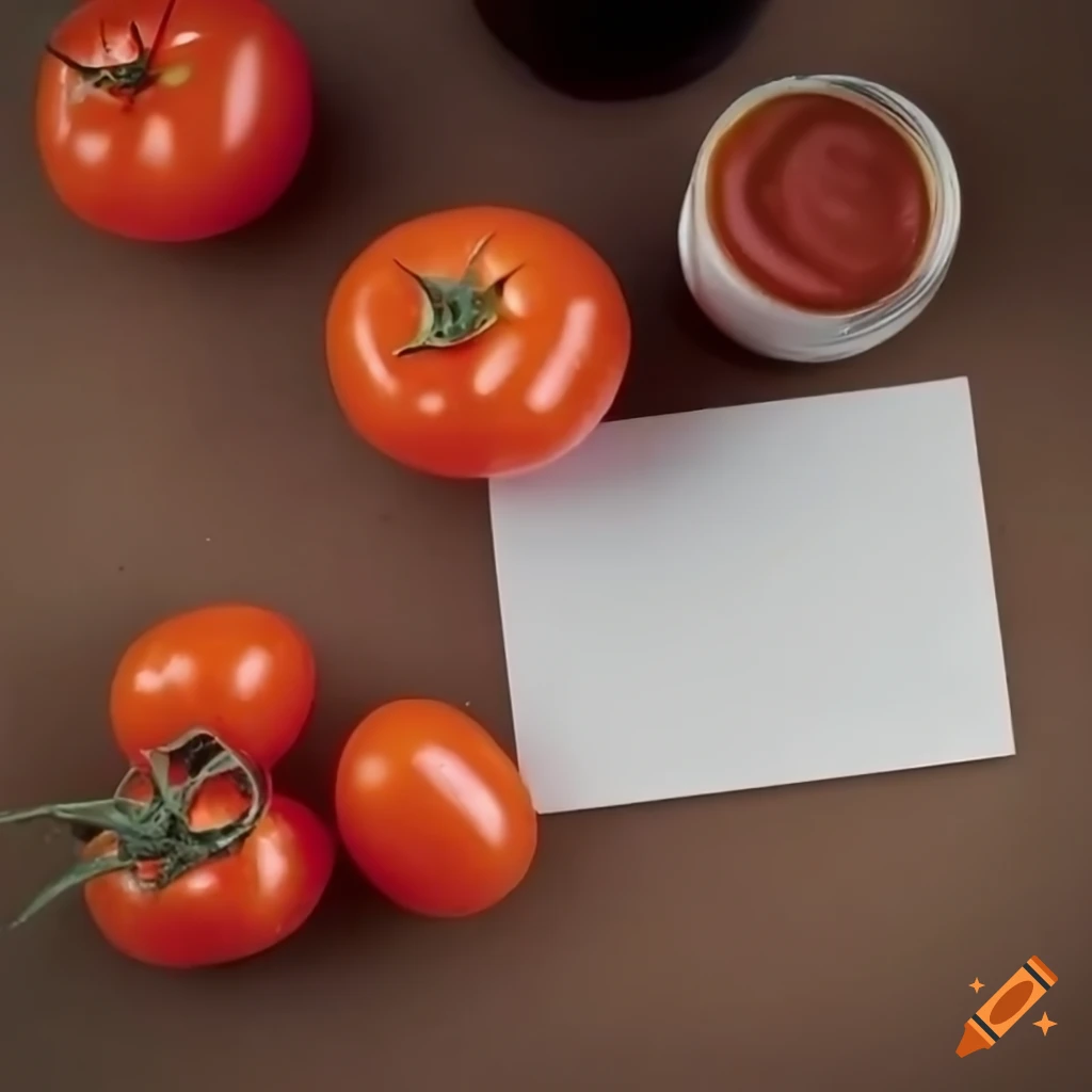 Tomatoes and tomato paste with a white sign in the middle on Craiyon