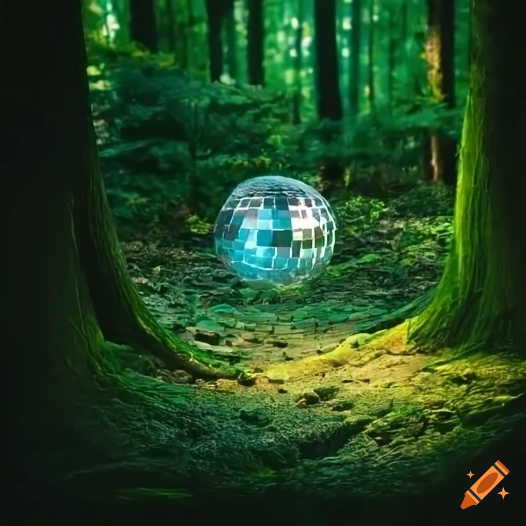 Disco ball in forest on Craiyon