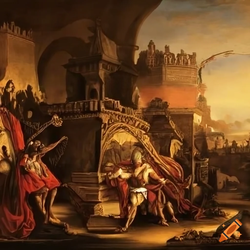 Scenary representing the literature of the conquest on Craiyon