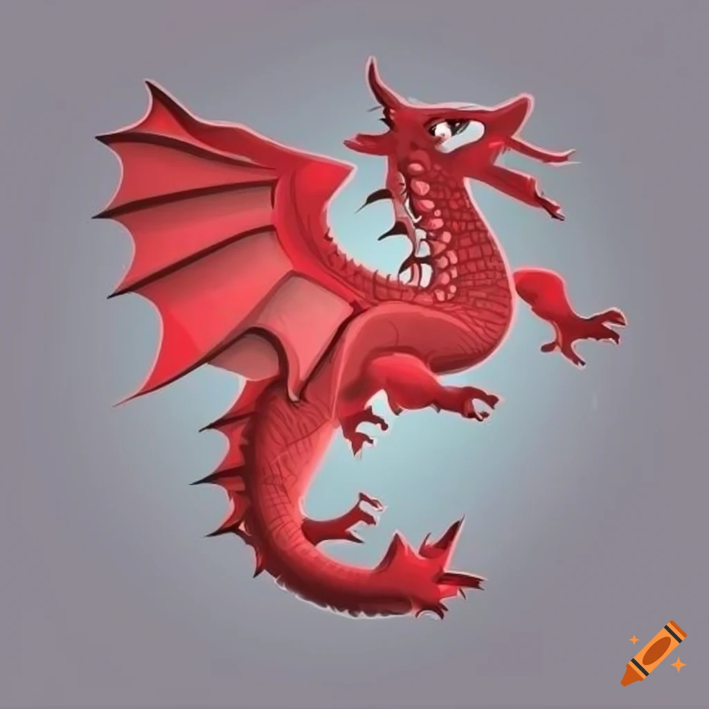 Welsh dragon forming the shape of a letter 'S', cartoon style, simple ...