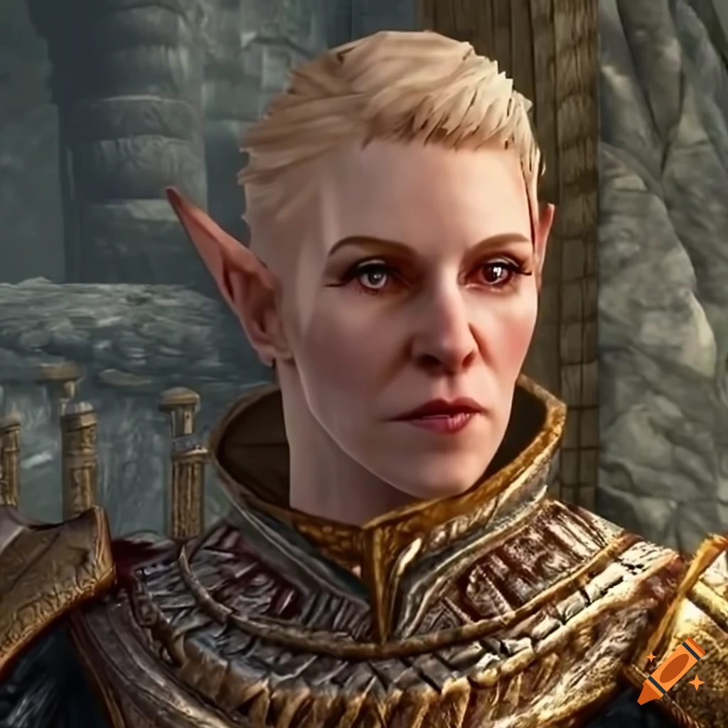 Ellen degeneres as a high elft thalmor justiciar from skyrim on Craiyon