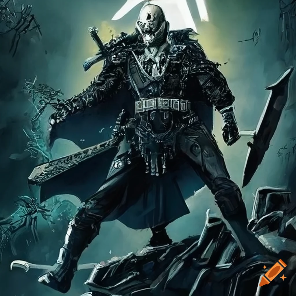 A Travis Charest portrait of Death Dealer on Craiyon