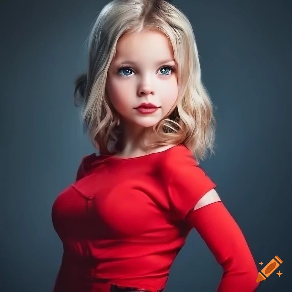 Georgous little seven years, full body portrait, perfect face ...