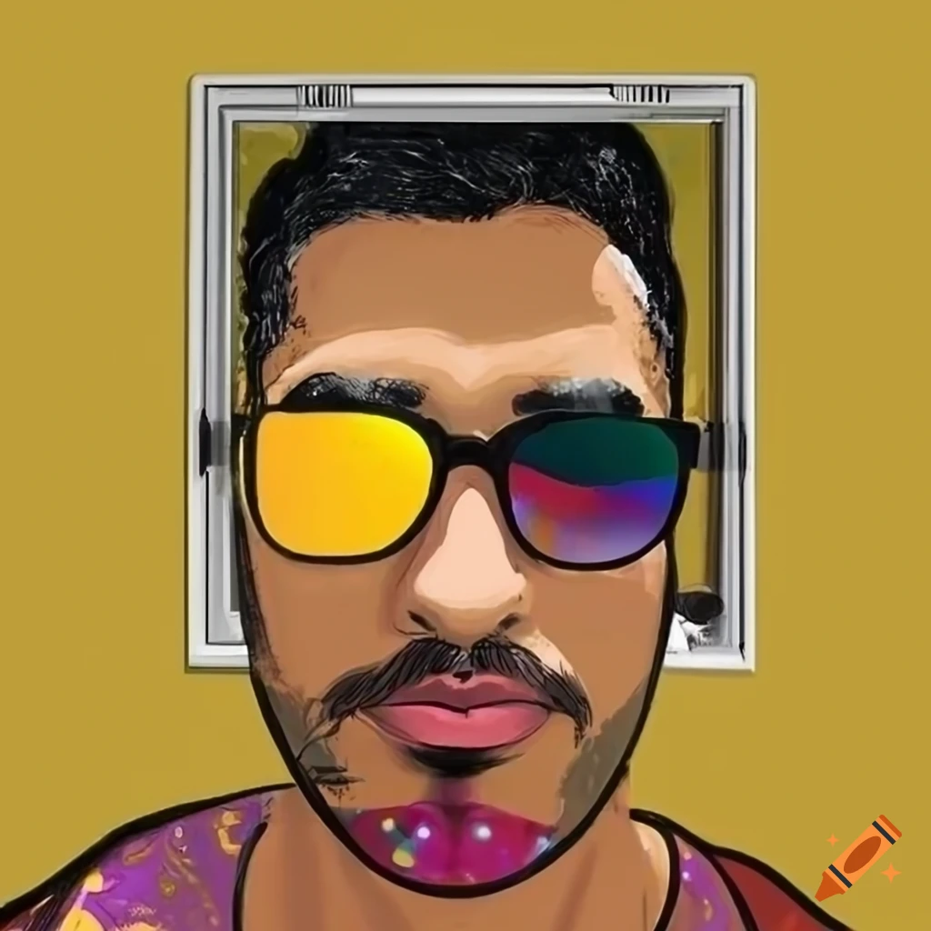 Selfie, simple modern illustration style, Cheeky handsome Arab in a sci ...