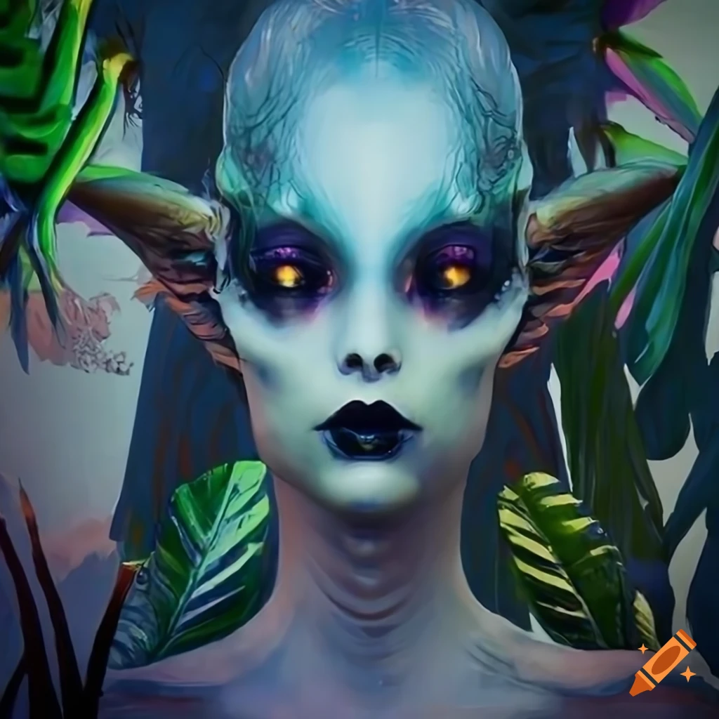 A highly detailed concep art portrait of strong strong-willed alien ...