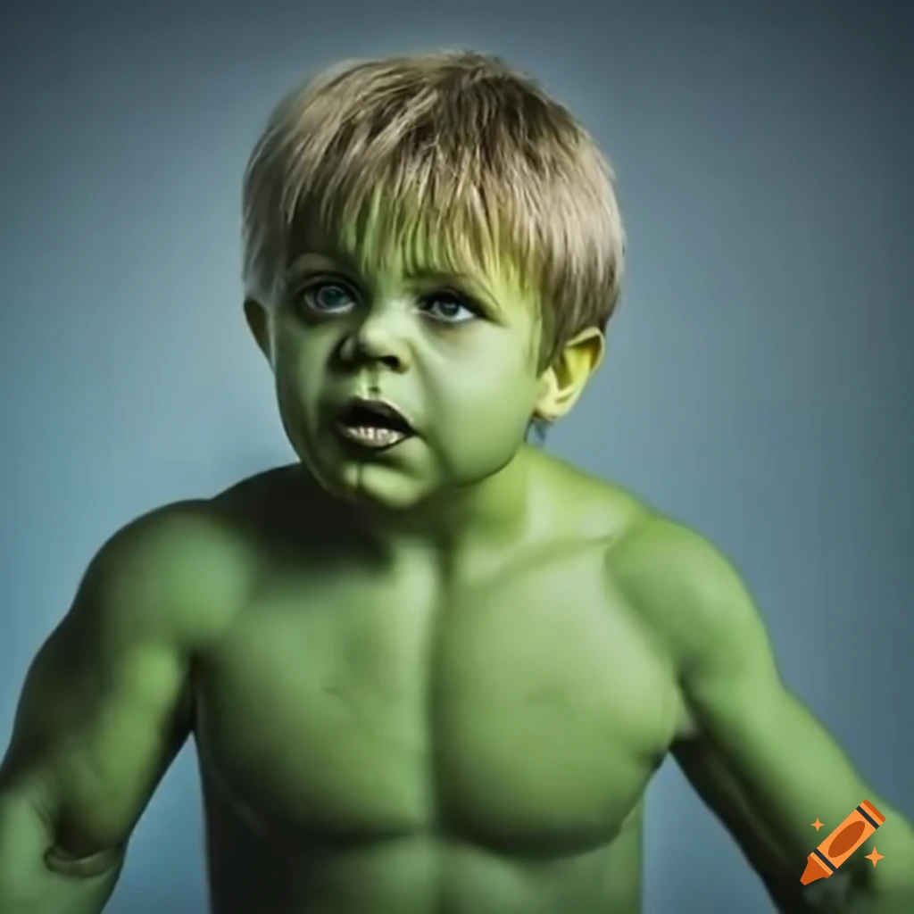 Niño blonde 3 años con hulk