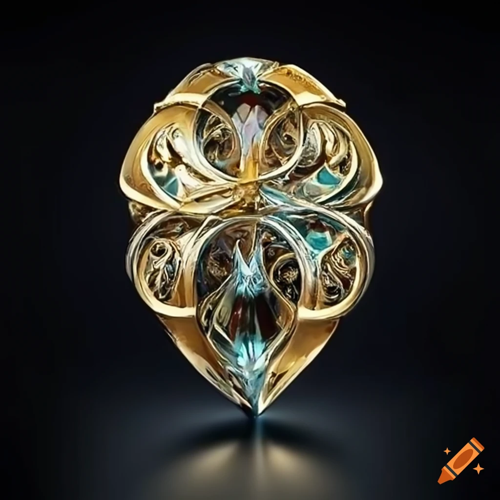 * 18K white and yellow gold futuristic, fantasy, freeform, and high ...