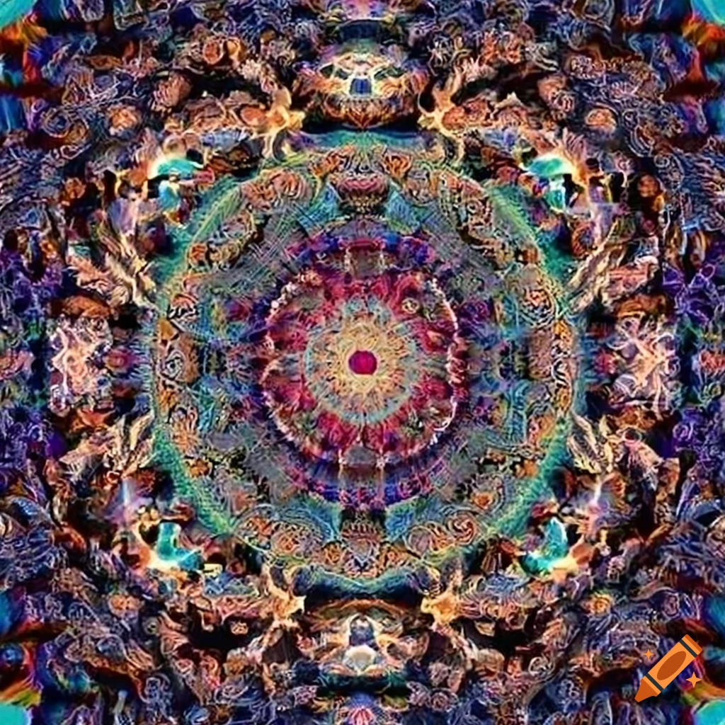 Radiating from the mandala, depict an array of interconnected threads weaving through the ...