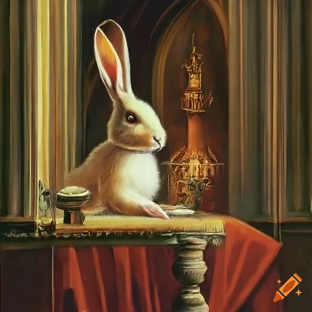 Rabbit auf dem altar in cathedral painting by vettriano