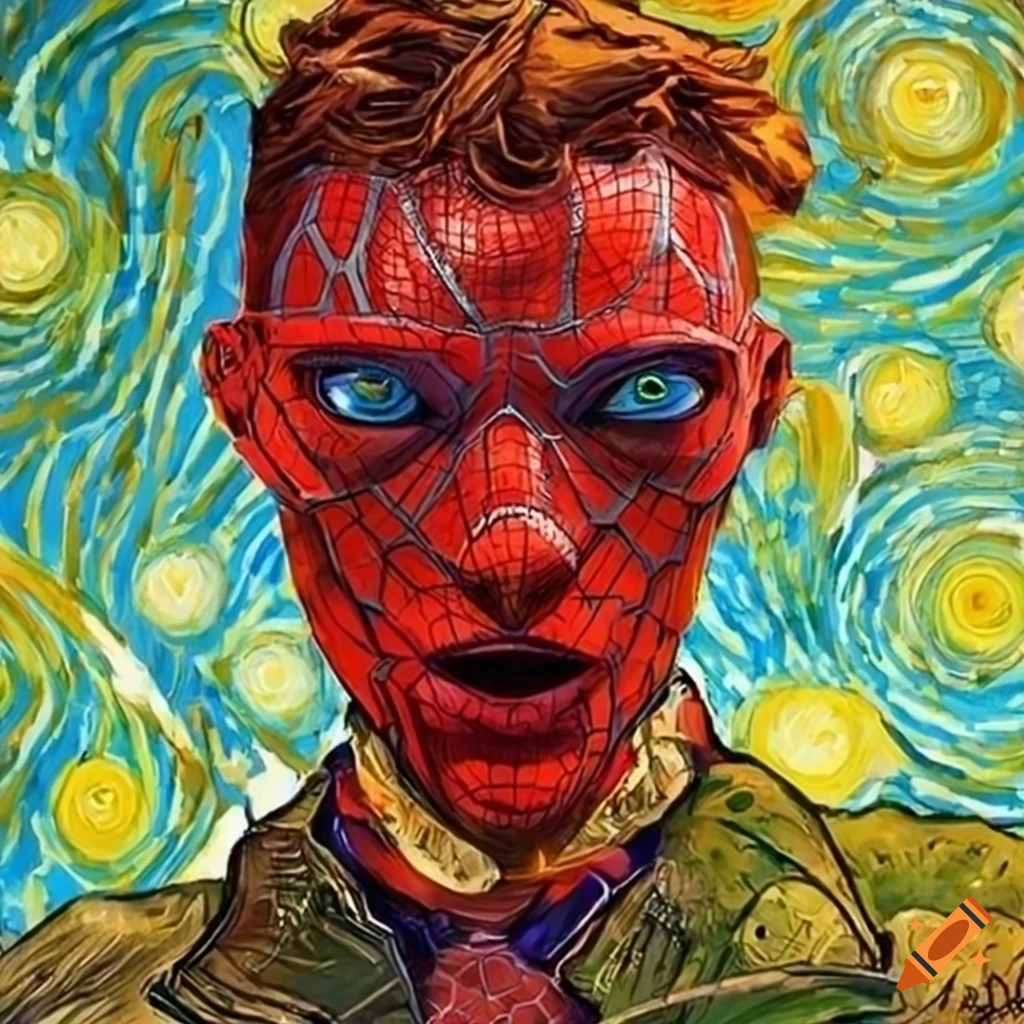 Spider-man reimagined by van gogh