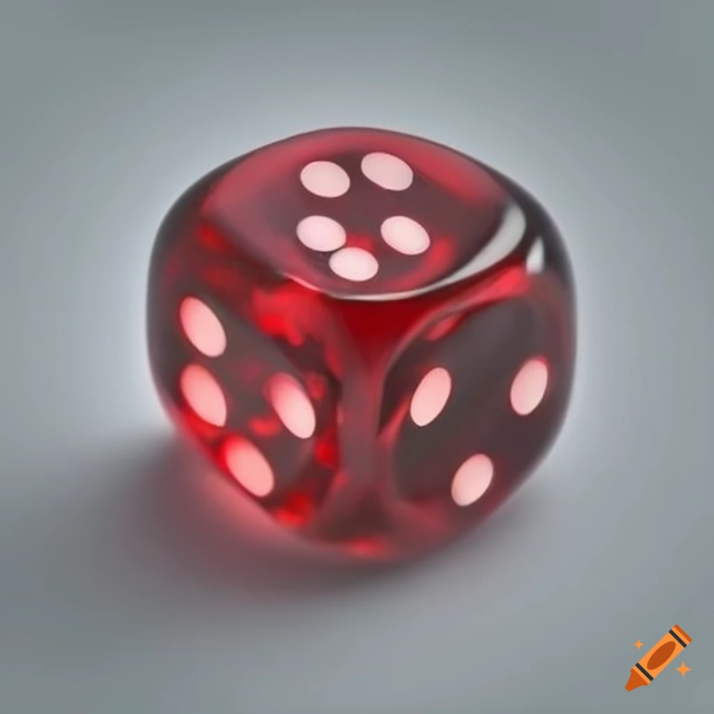 Red dice made of glass on Craiyon