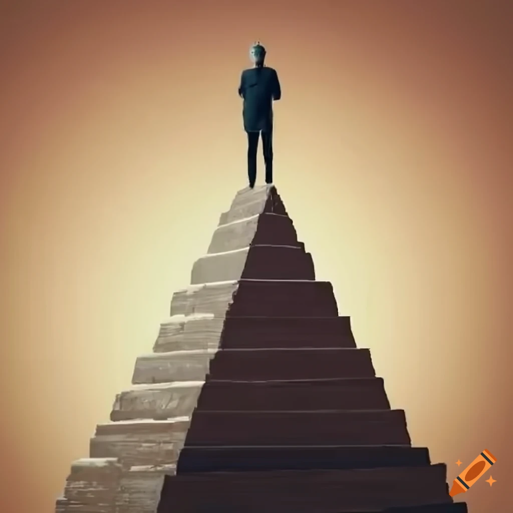 Man standing on top of a pyramid on Craiyon