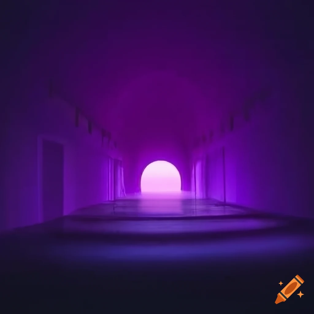 A natural never-before-seen liminal space with purple lighting