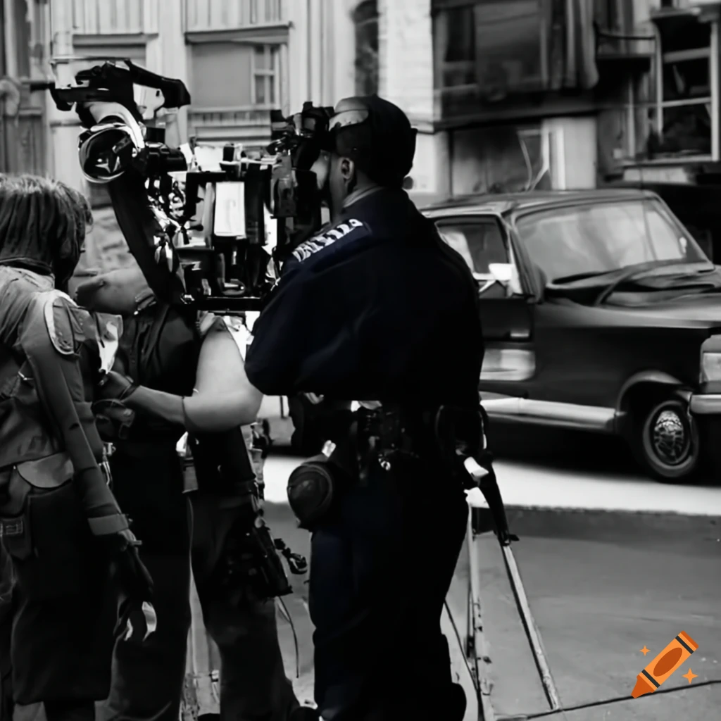 News crew filming a police officer on Craiyon