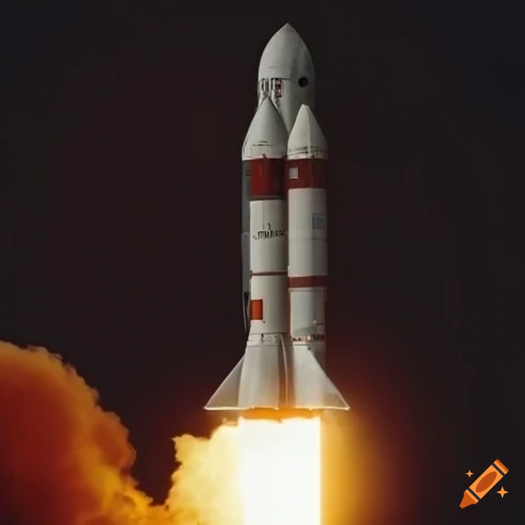 A photo realistic picture oft a science-fiction rocket standing on the ...