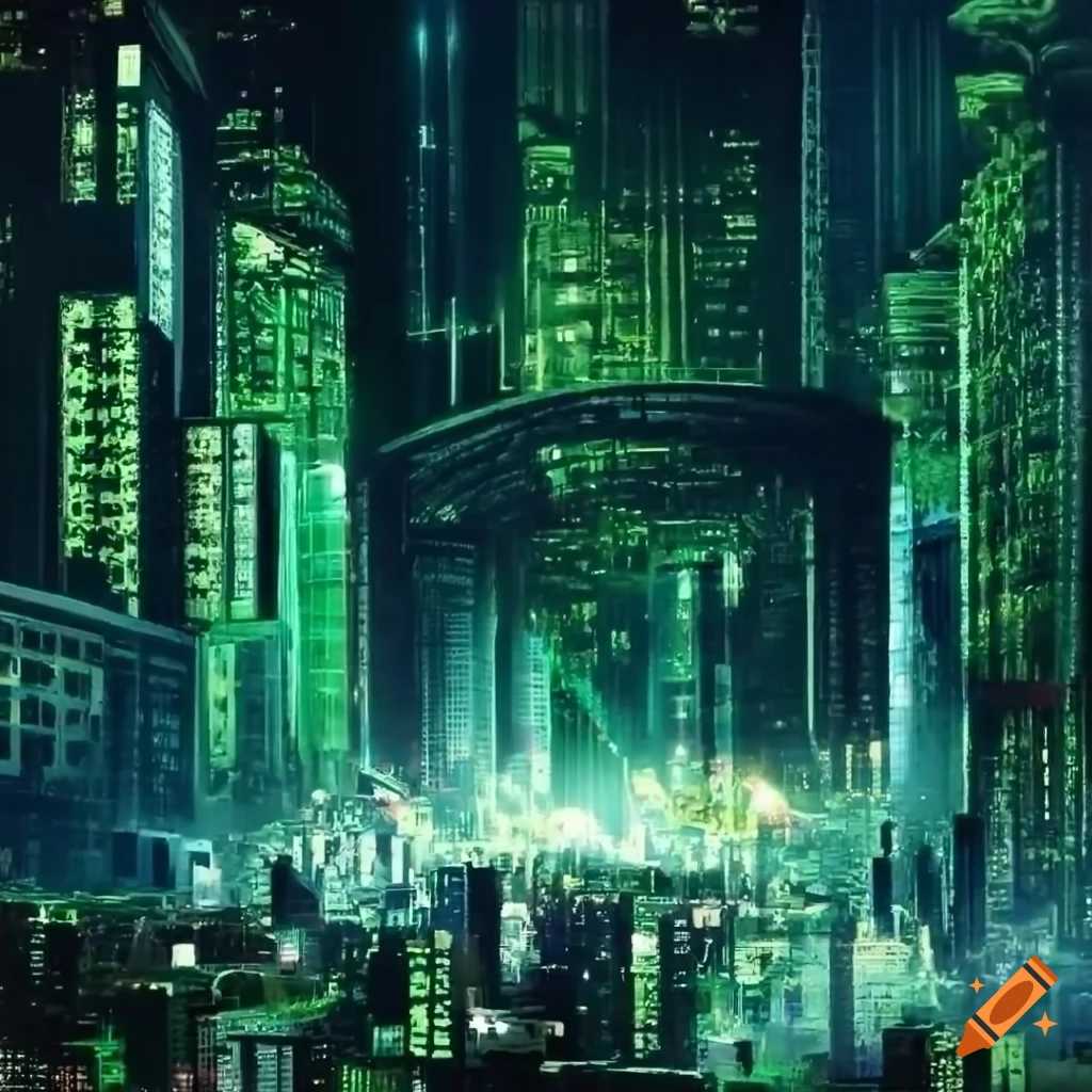 Matrix movie style city on Craiyon