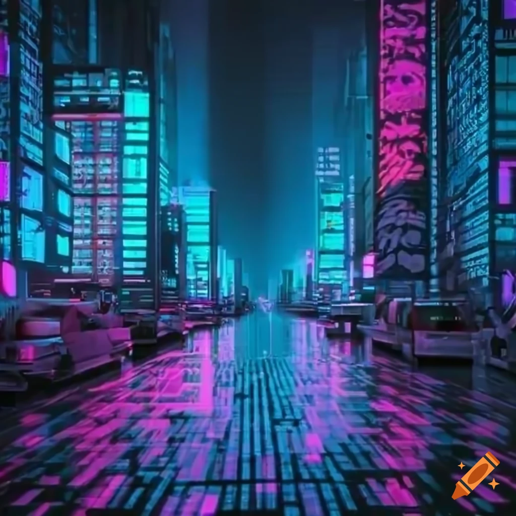 City synthwave matrix code