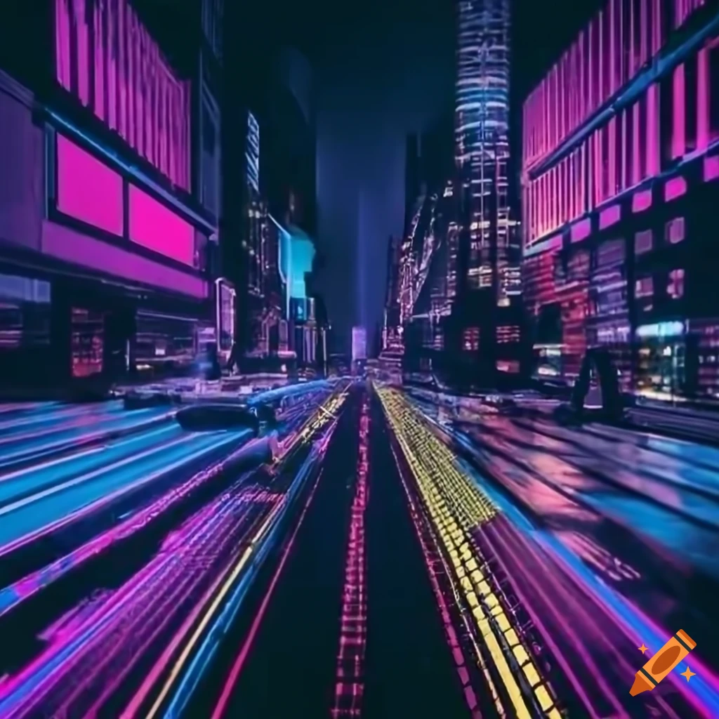 City synthwave matrix on Craiyon