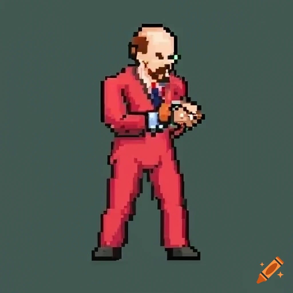 Lenin as a fighter from 80's 8-bit fighting game