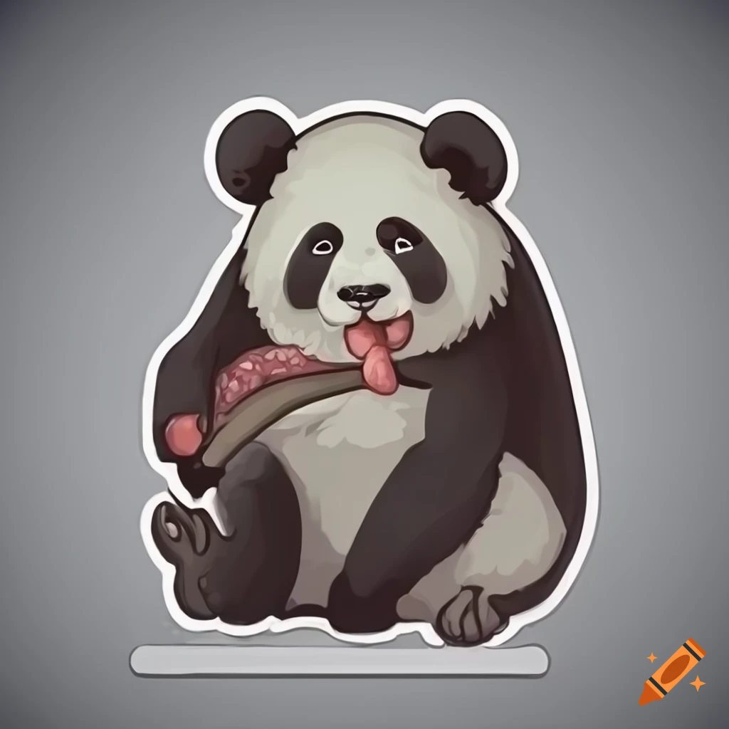 Sticker panda eating on Craiyon