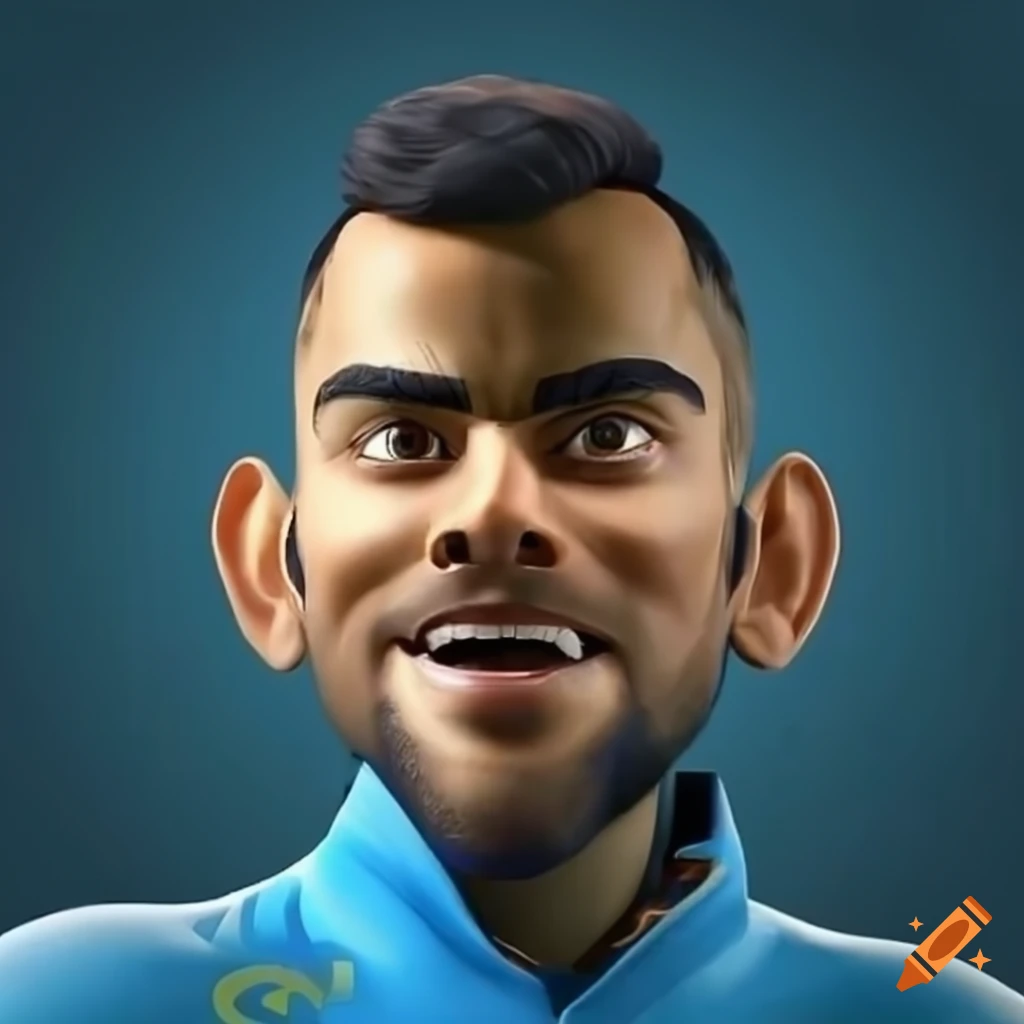 50%-50% Face Fusion of Virat Kohli & MS Dhoni in 3D Futuristic Cartoon ...