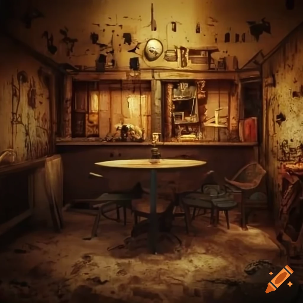 A café with post apocalyptic theme on Craiyon