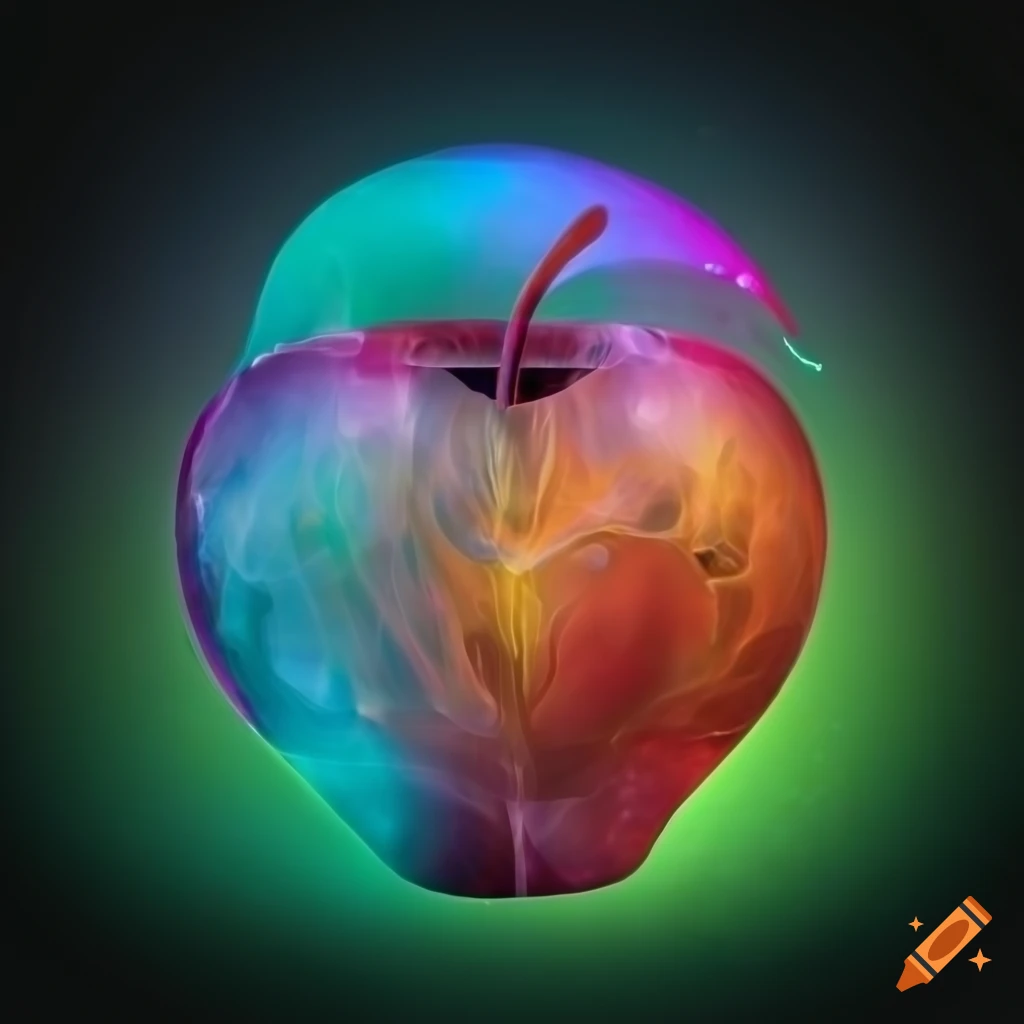 2-colored,highly symmetrical, crystal apple with collage inner ...