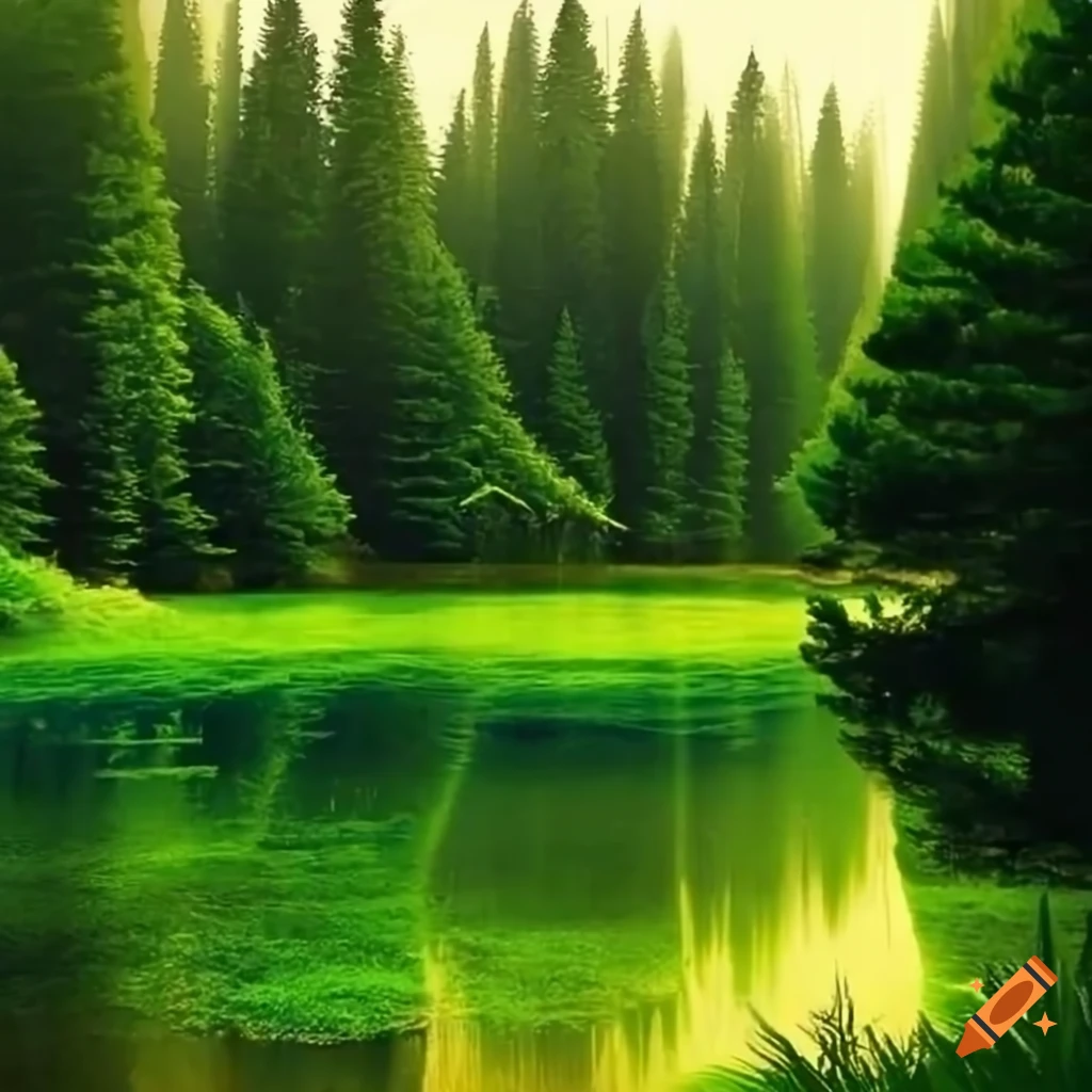 Pinos, bosque, verde, paisaje, tranquilidad on Craiyon