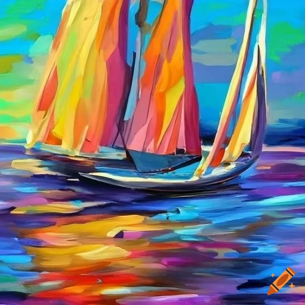 Colorful sailboats professional painting