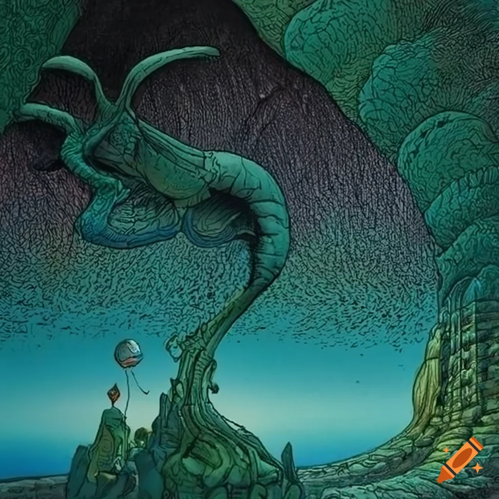 Green moebius bio machine art
