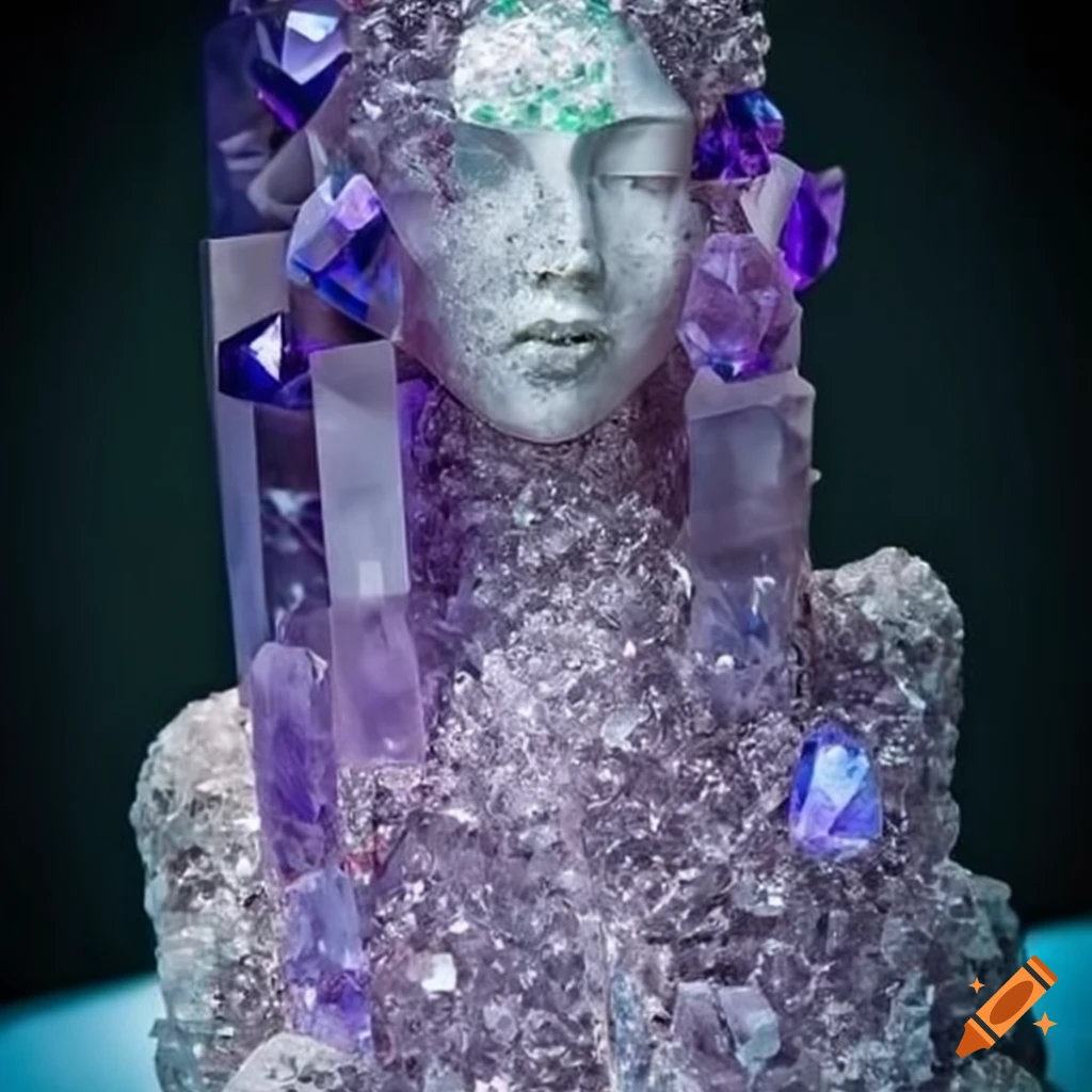 Statue of a woman made out of crystals on Craiyon