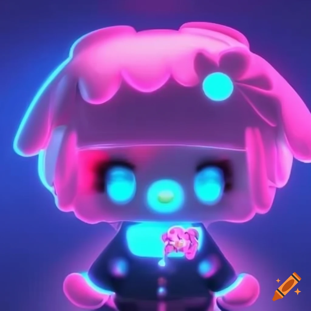 3d sanrio oc neon dark blue and pink
