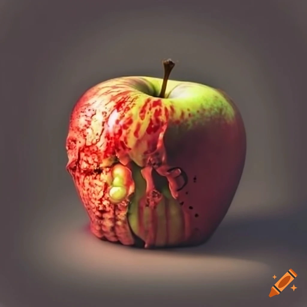 An apple with disturbing proportions