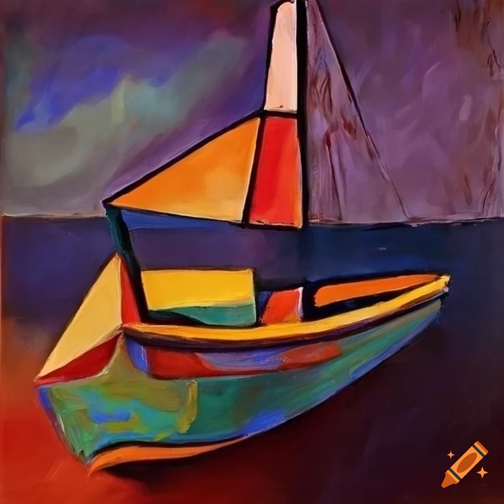 Boat in the bay colors surrealism pablo picasso